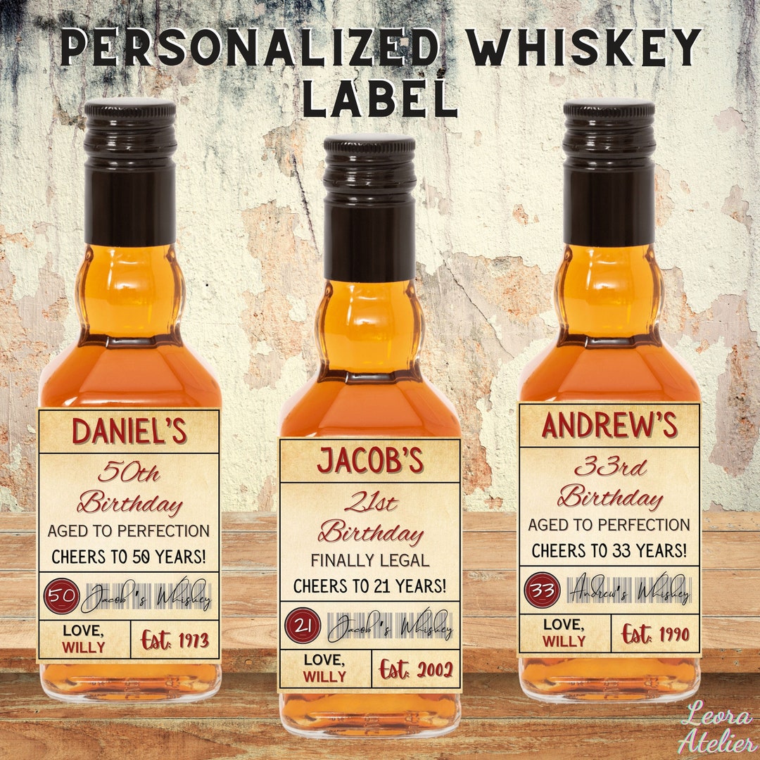 Personalized Whiskey Bottle Label Birthday Label Birthday - Etsy
