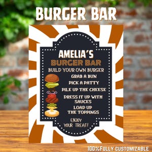 Build Your Own Burger Bar | Food Bar Poster Sign, Burger Station Sign ...