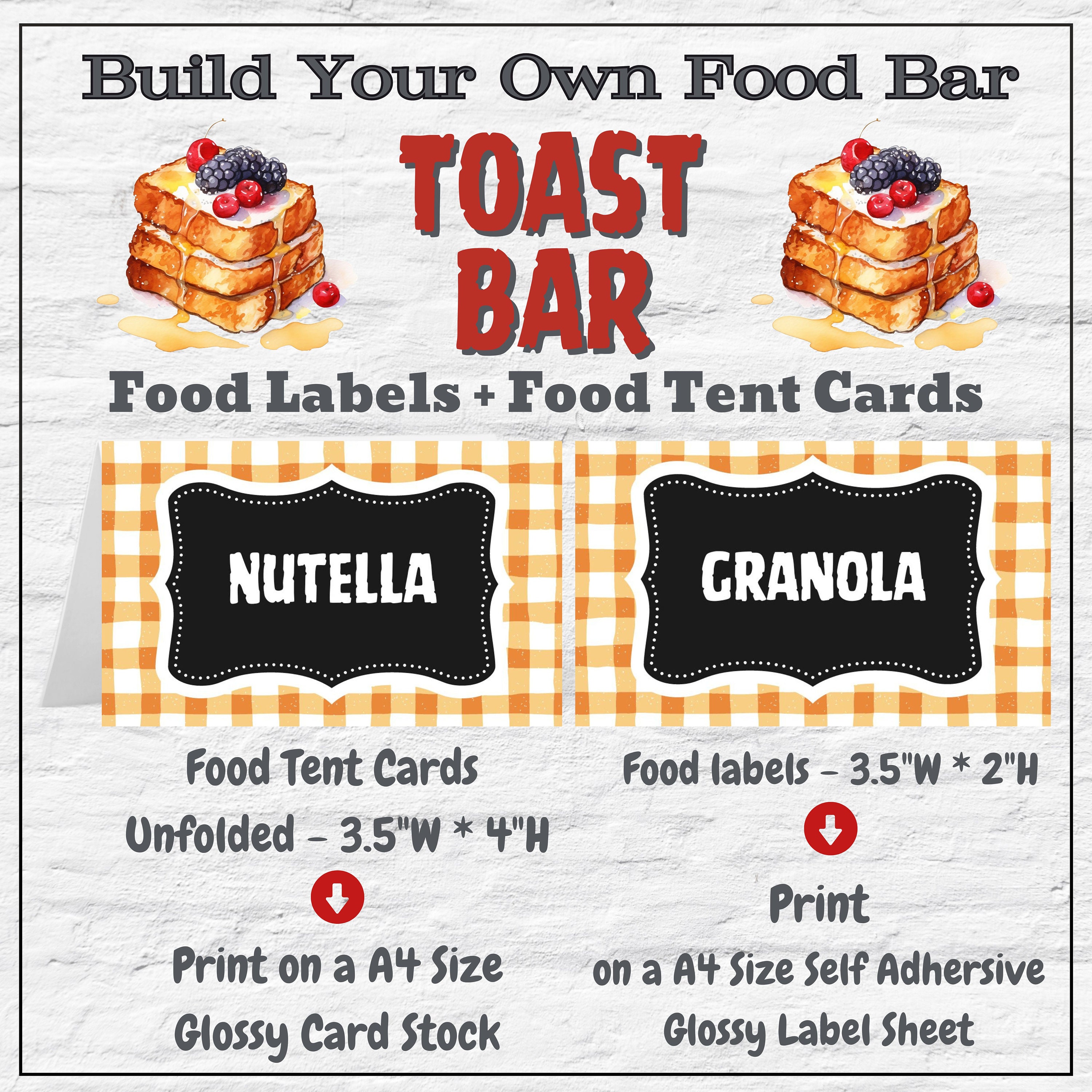 Build Your Own TOAST Bar Buffet Sign Buffet Cards Personalized Table ...