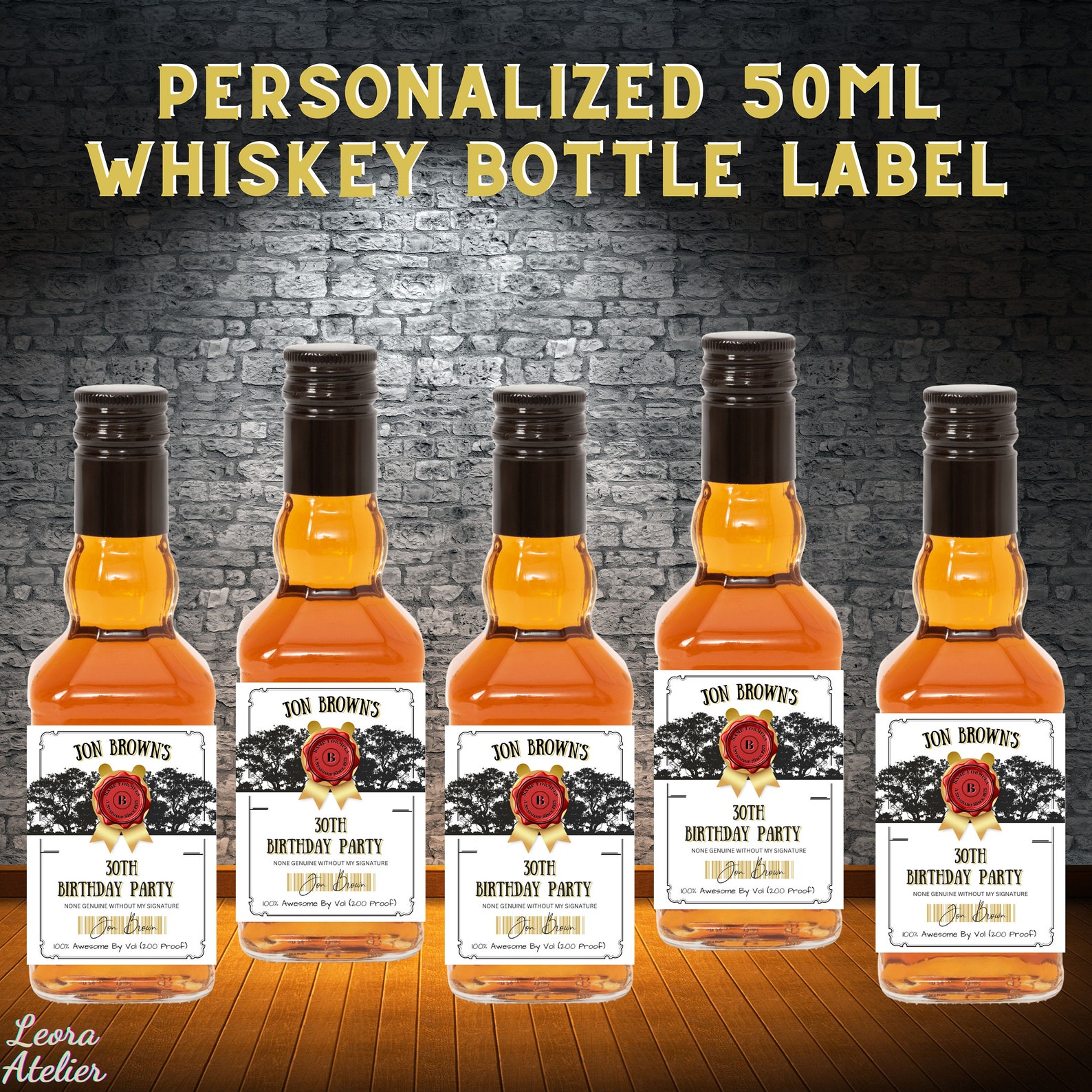 Printable Custom Whiskey Bottle 5CL Mini Label Template - Etsy