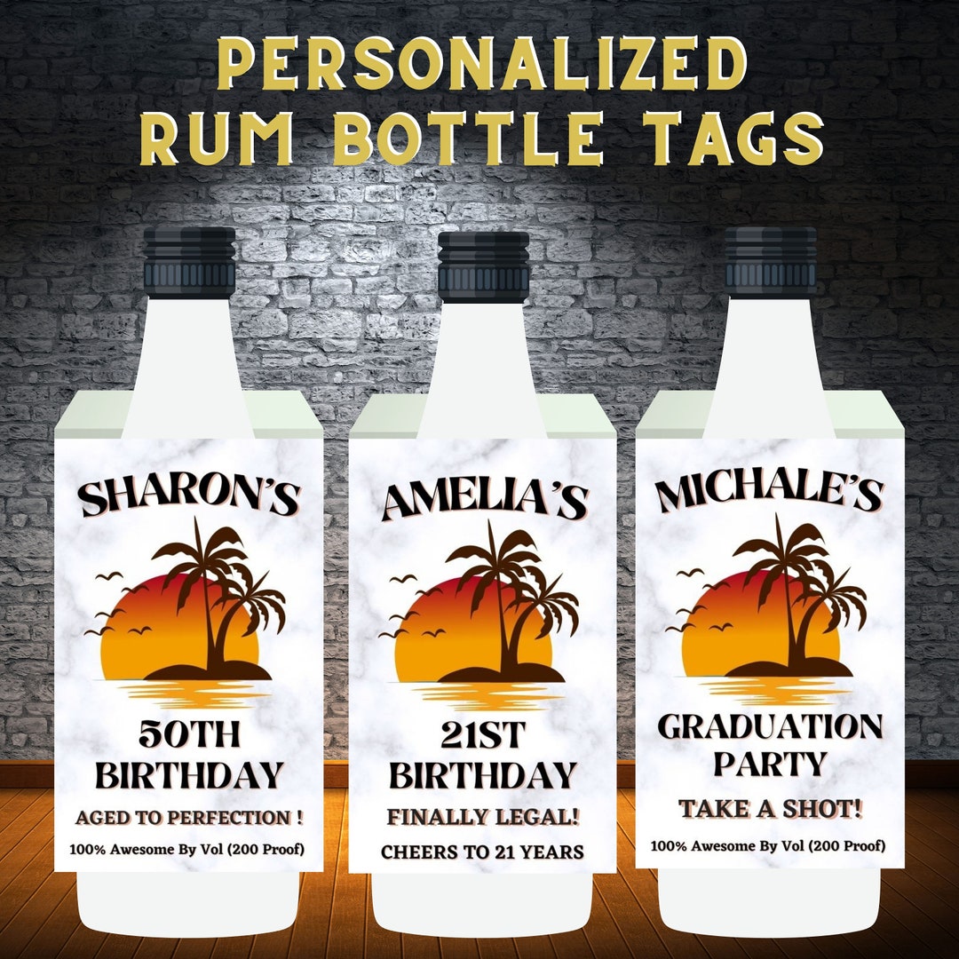 Printable Custom Mini Coconut Rum Bottle Hang Tag | Fits 50ML Mini ...