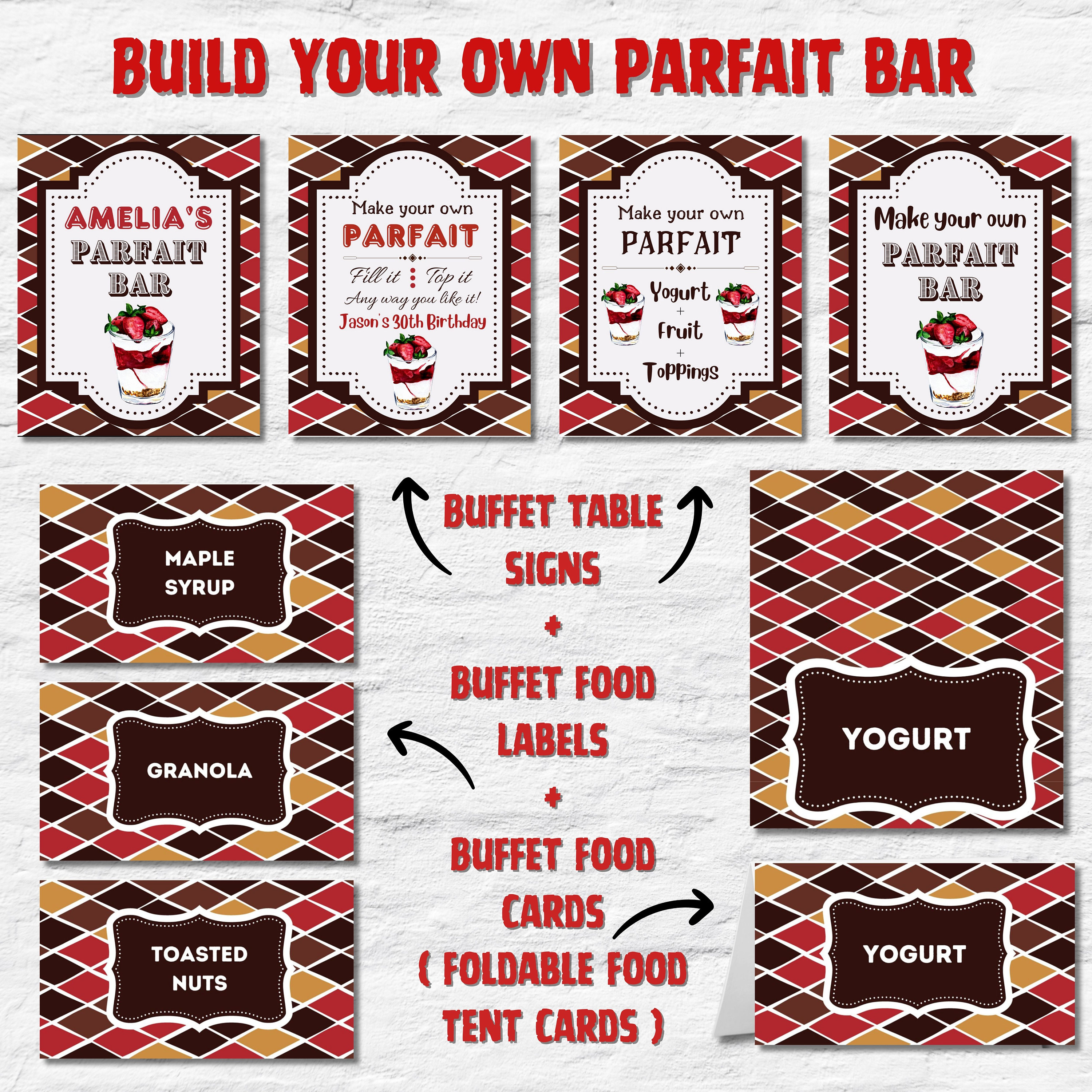Build Your Own Epic Yogurt Parfait Station, Buffet Cards, Buffet Sign ...