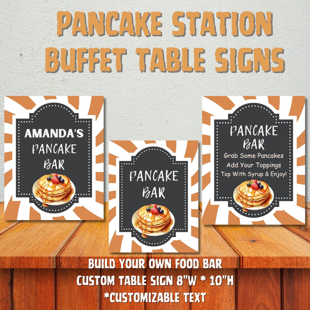 PANCAKE Bar Buffet Table Sign, Personalized PANCAKE Station Sign ...