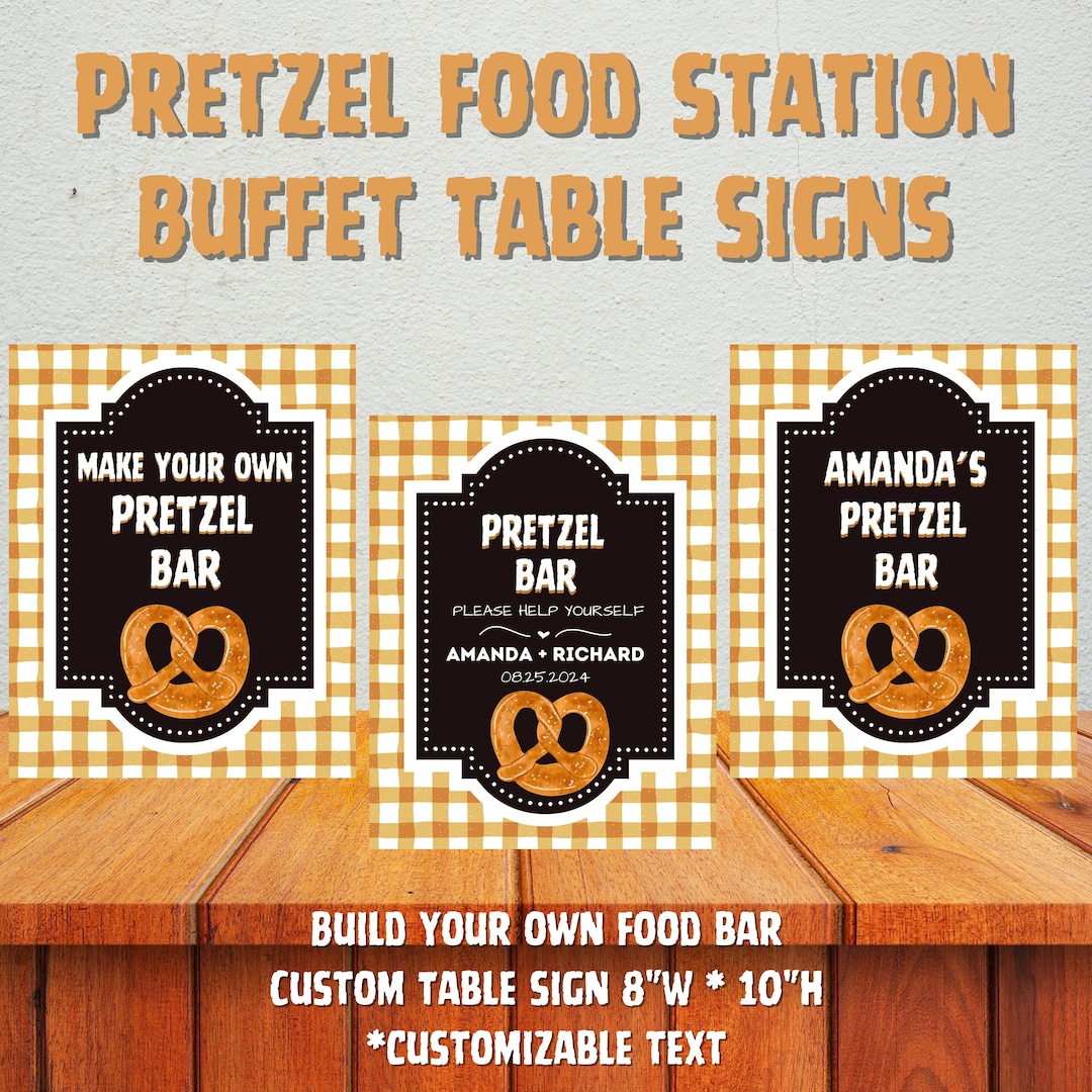 PRETZEL Bar Buffet Table Sign Template, Personalized to Any Name ...