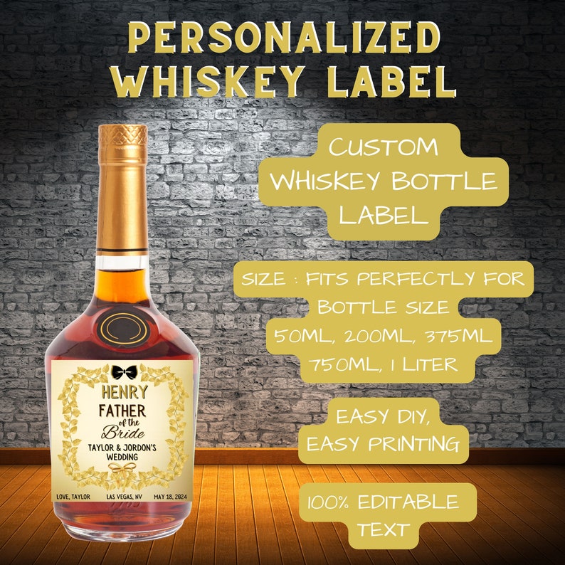 We Edit-you Print, Printable Custom Whiskey Label for 50ML,700ML & 1lit ...