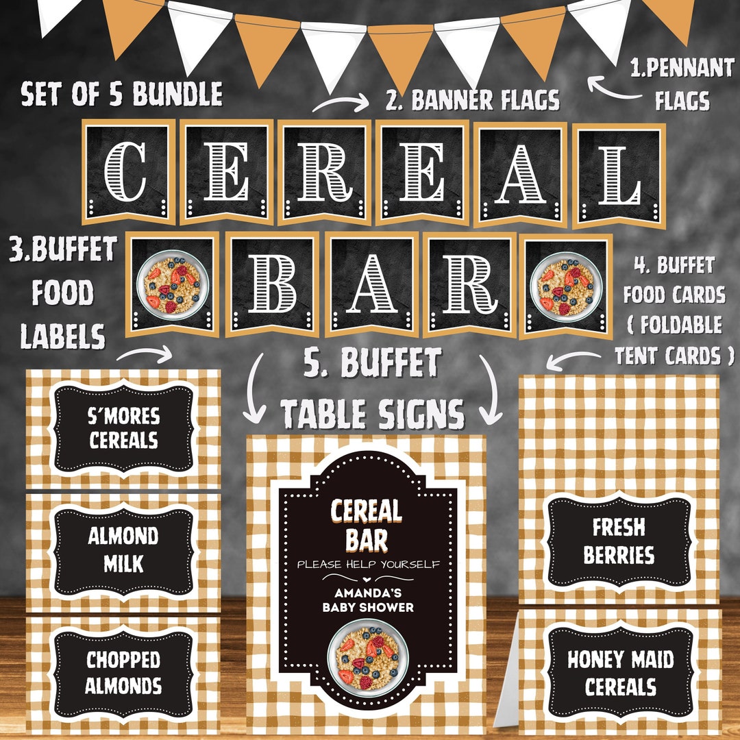 Build Your Own CEREAL Food Bar Buffet Sign + Buffet Cards ...