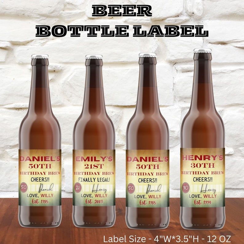 We Edit You Print, Printable Custom BEER Bottle Label 12oz Bottle Carrier Label, Cheers and ...