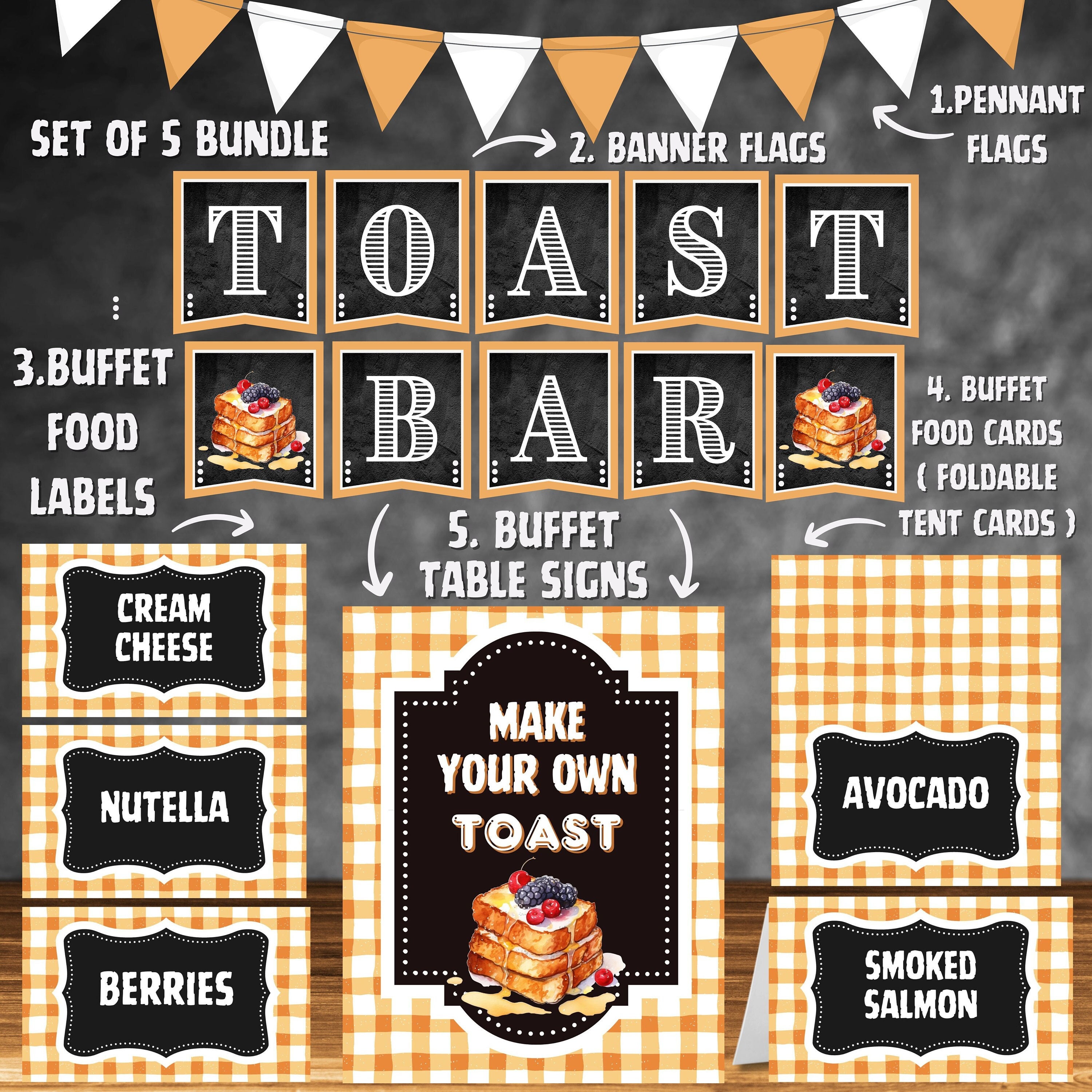 Build Your Own TOAST Bar Buffet Sign Buffet Cards Personalized Table ...