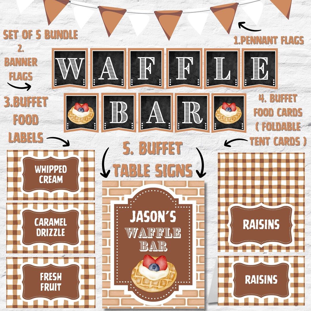 Build Your Own WAFFLE Bar | Buffet Cards, Buffet Signs, Personalized ...