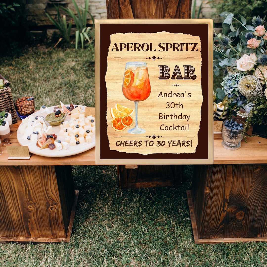 APEROL SPRITZ Bar Personalized Party Table Sign + Recipe Card ...