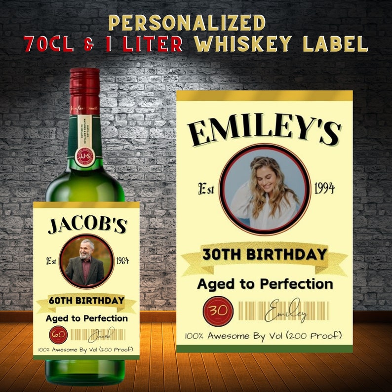 We Edit You Print, Printable Custom Whiskey Bottle Label Template, Fits ...