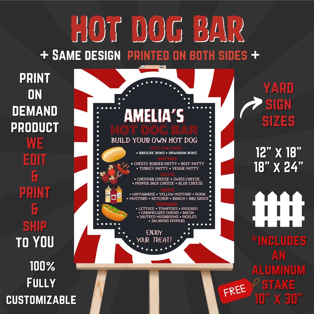 Build Your Own HOT DOG, Food Bar Poster Signs, Hot Dog Station, Custom ...