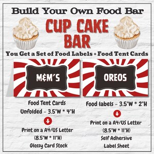 Build Your Own CUP CAKE Station, Food Bar Buffet Sign, Buffet Cards ...