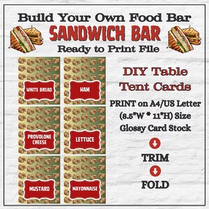 Build Your Own SANDWICH Bar, Sandwich Station Food Bar Buffet Sign ...