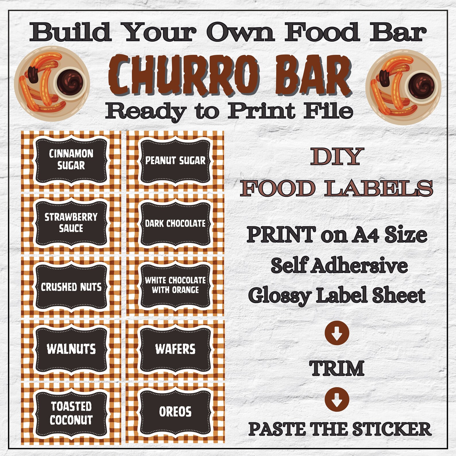 Build Your Own CHURRO Food Bar Buffet Sign + Buffet Cards ...