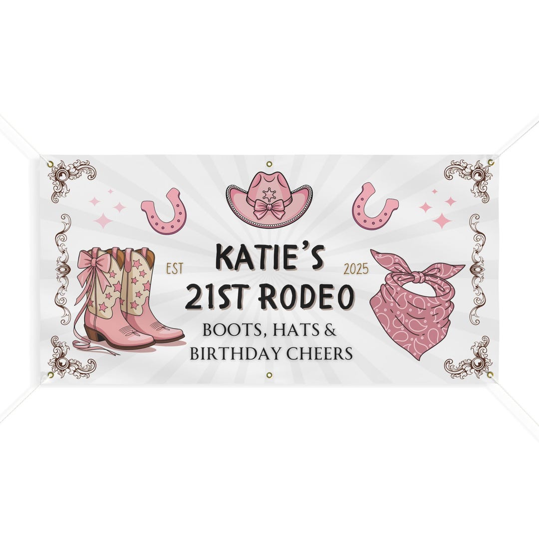 Birthday Party Banner Backdrop, Western Rodeo Party, 21st Birthday ...