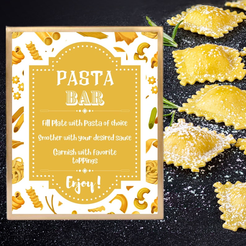 PASTA Bar Buffet Table Sign Template, PASTA Station Sign, Banners ...