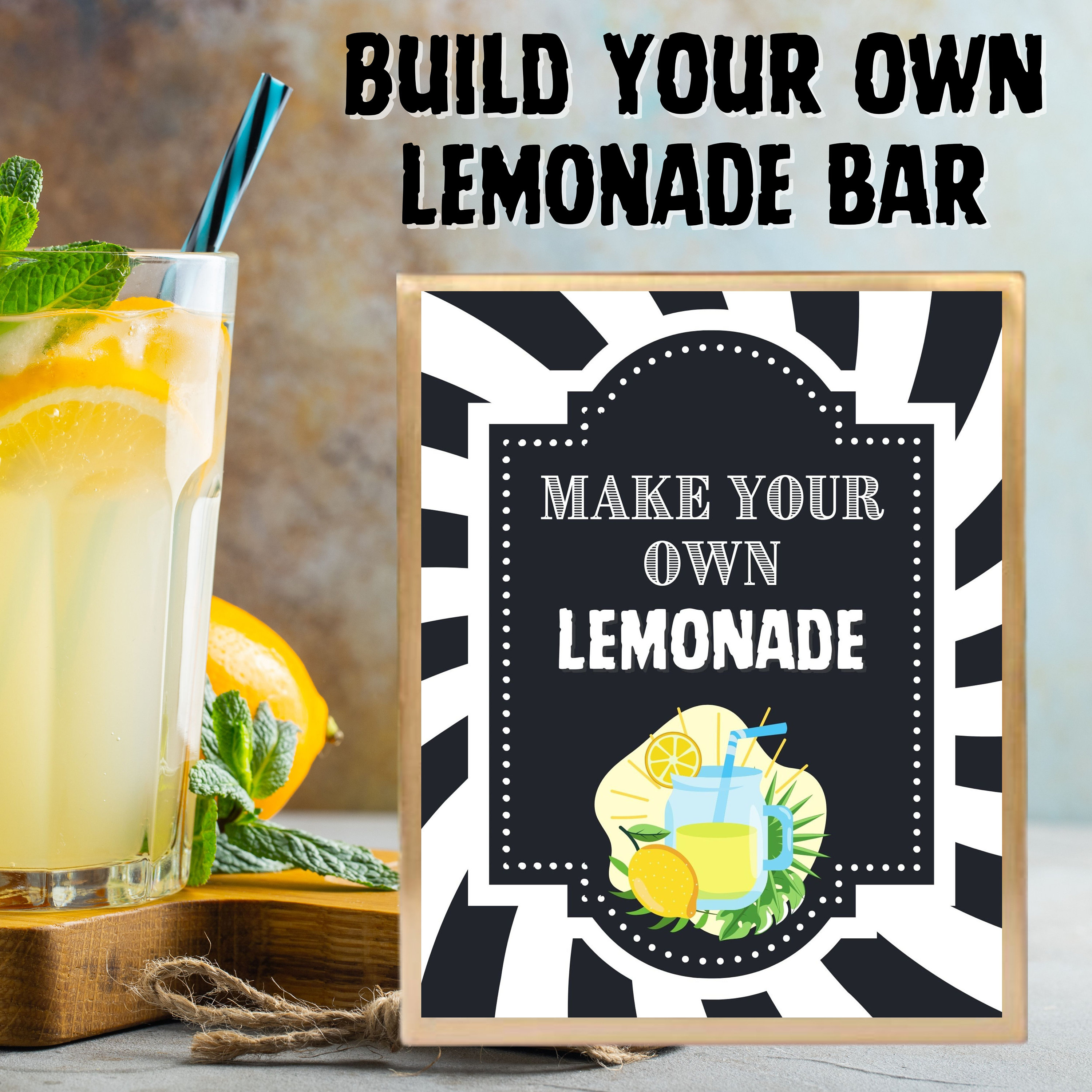 LEMONADE Bar Buffet Table Sign Template, Personalized to Any Name ...