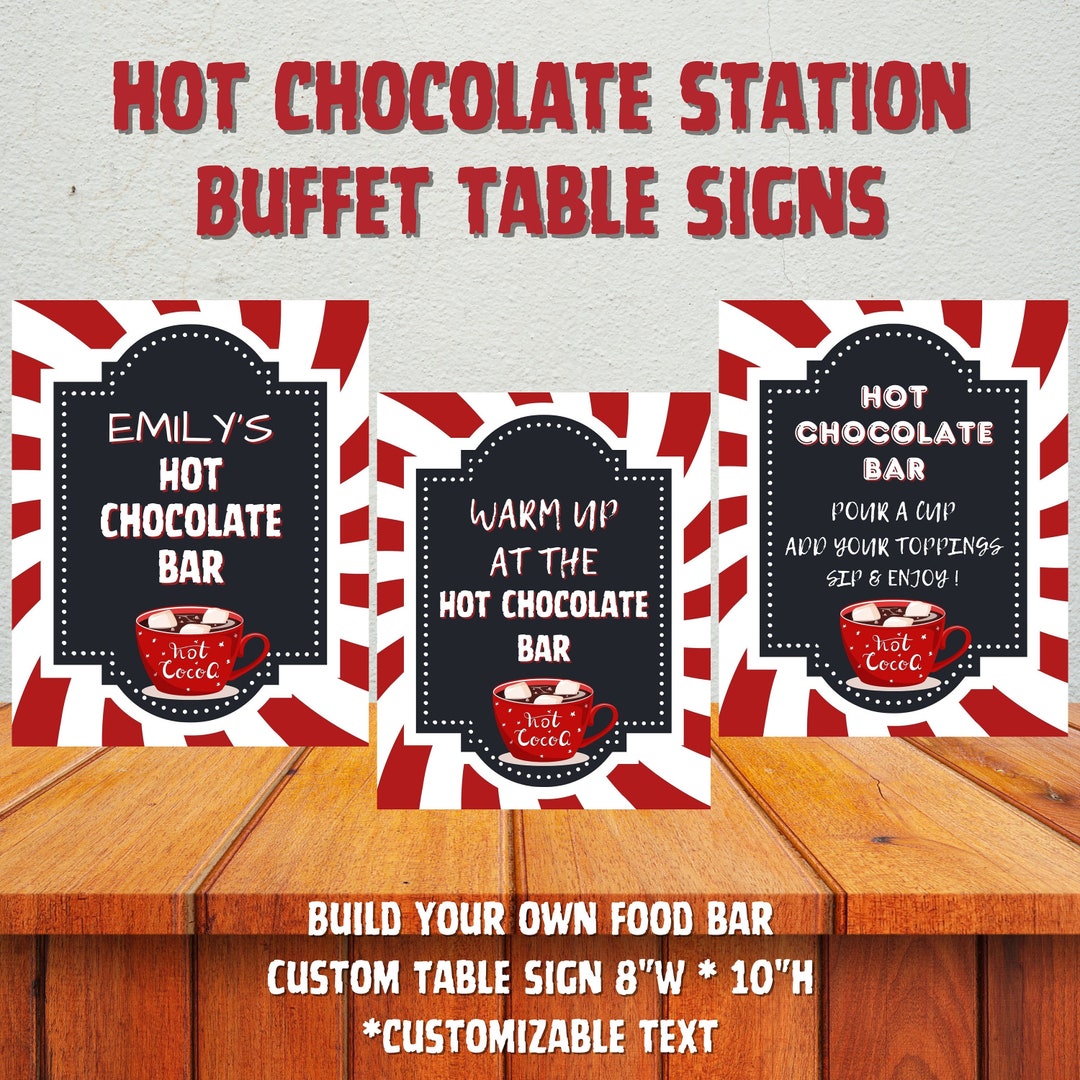 Hot Chocolate Bar Buffet Table Sign | Hot Cocoa Station Sign | Food Bar ...