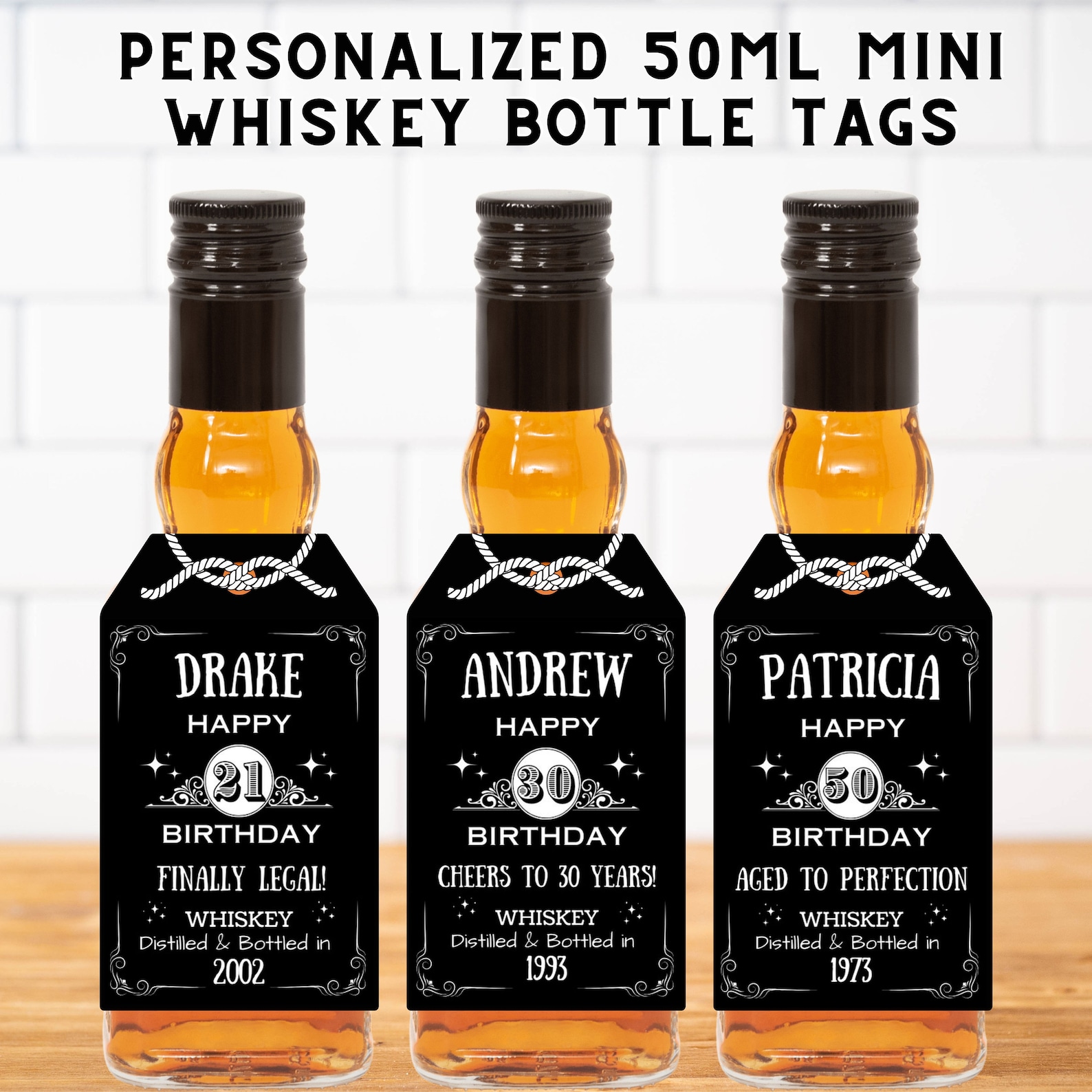 Printable Custom Mini Whiskey Bottle TAGS, Fits Mini Whiskey Bottle ...