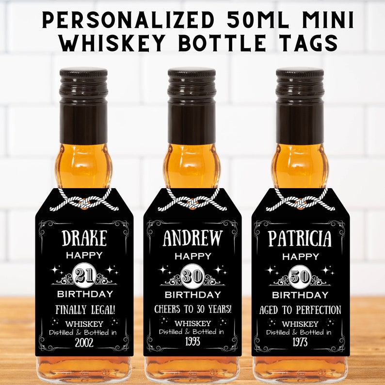 Printable Custom Mini Whiskey Bottle Hang Gift TAG Fits Mini - Etsy