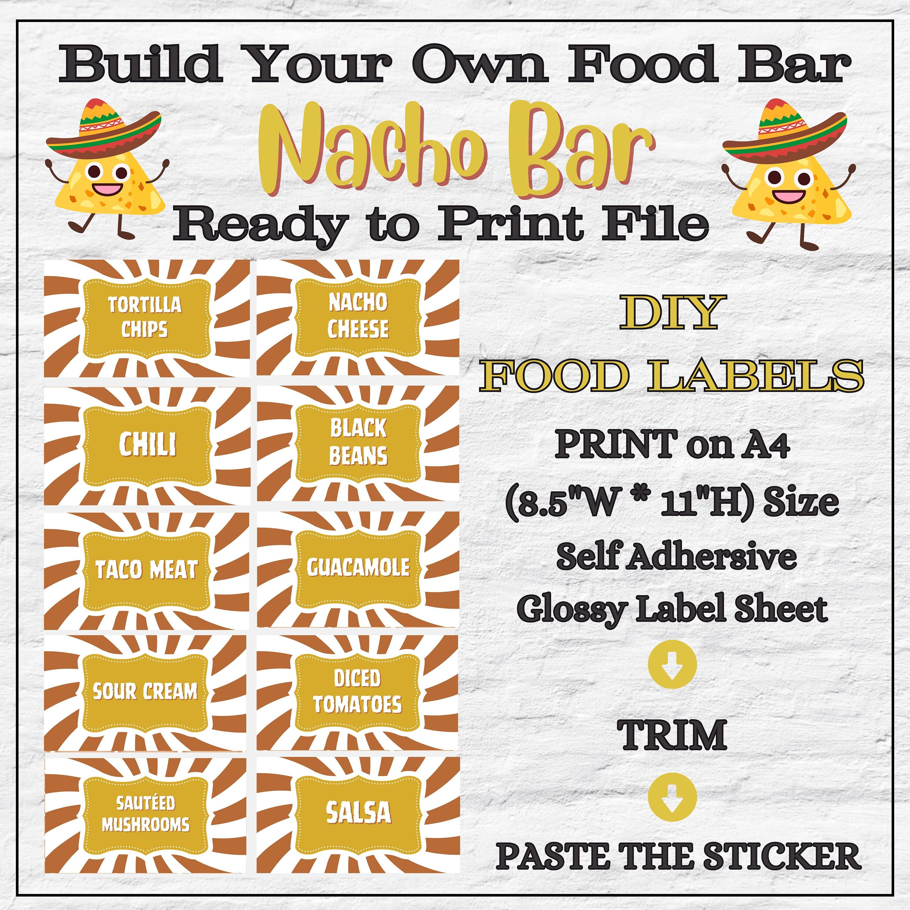 Build Your Own NACHO Food Bar Buffet Sign Buffet Cards Personalized ...