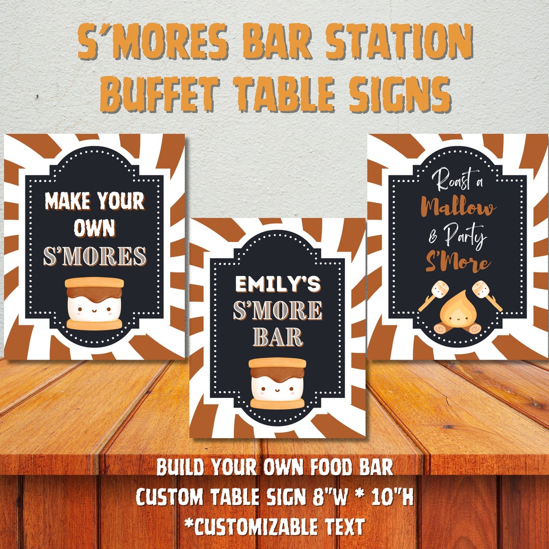 S'more Bar Buffet Table Sign, Personalized Smores Station Table Sign ...