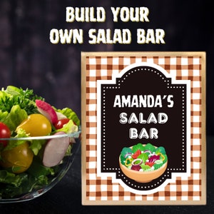Build Your Own SALAD Food Bar Buffet Sign + Buffet Cards + Personalized ...