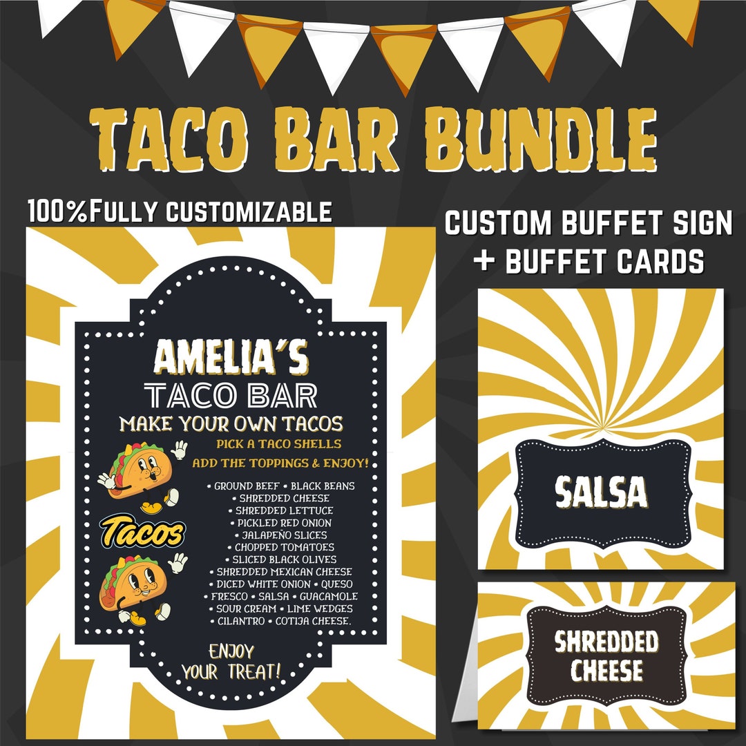 Build Your Own TACO Bar, Food Bar Buffet Sign, Buffet Cards ...