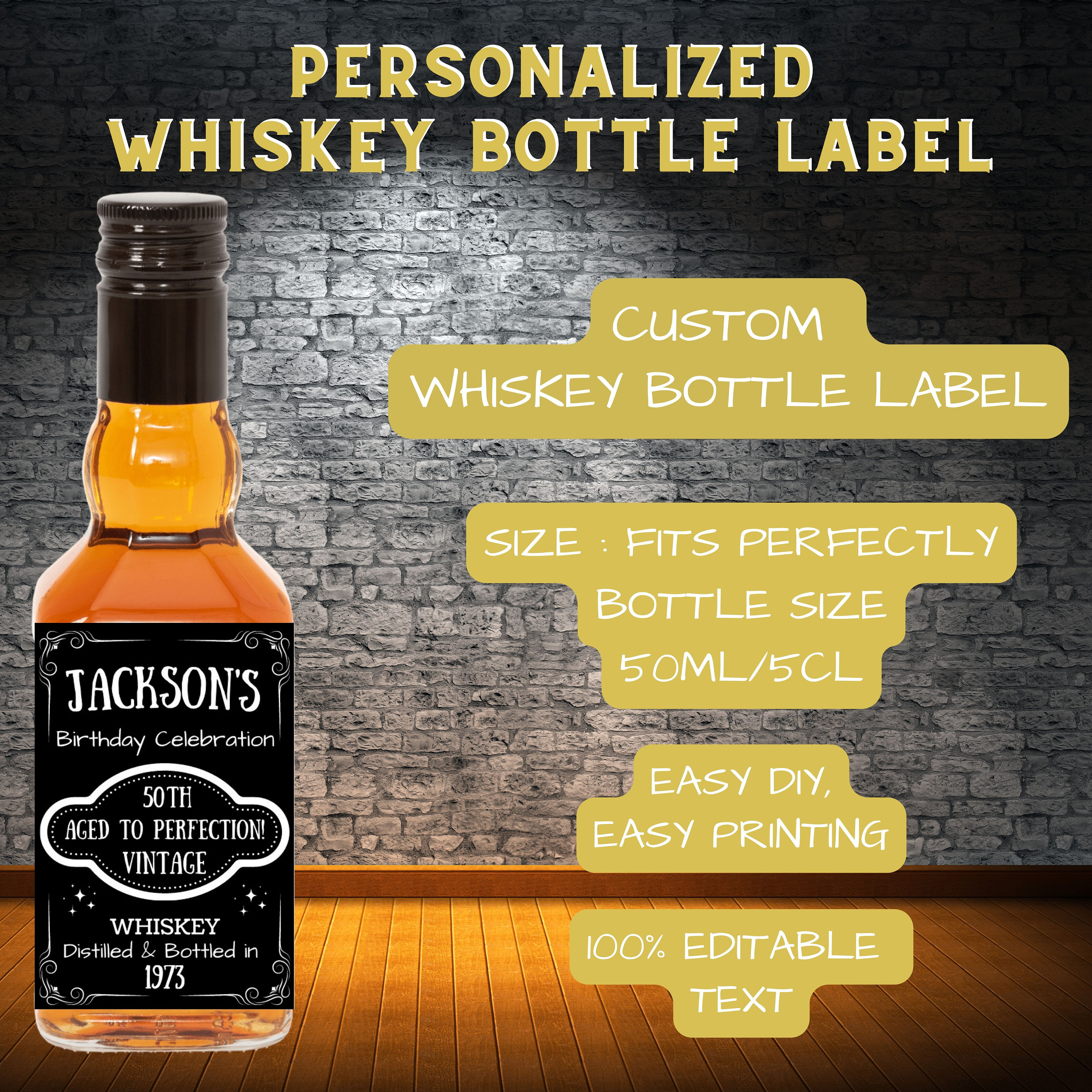 Mini Whiskey Bottle Label 50ML | Personalized Birthday Gifts for Him ...