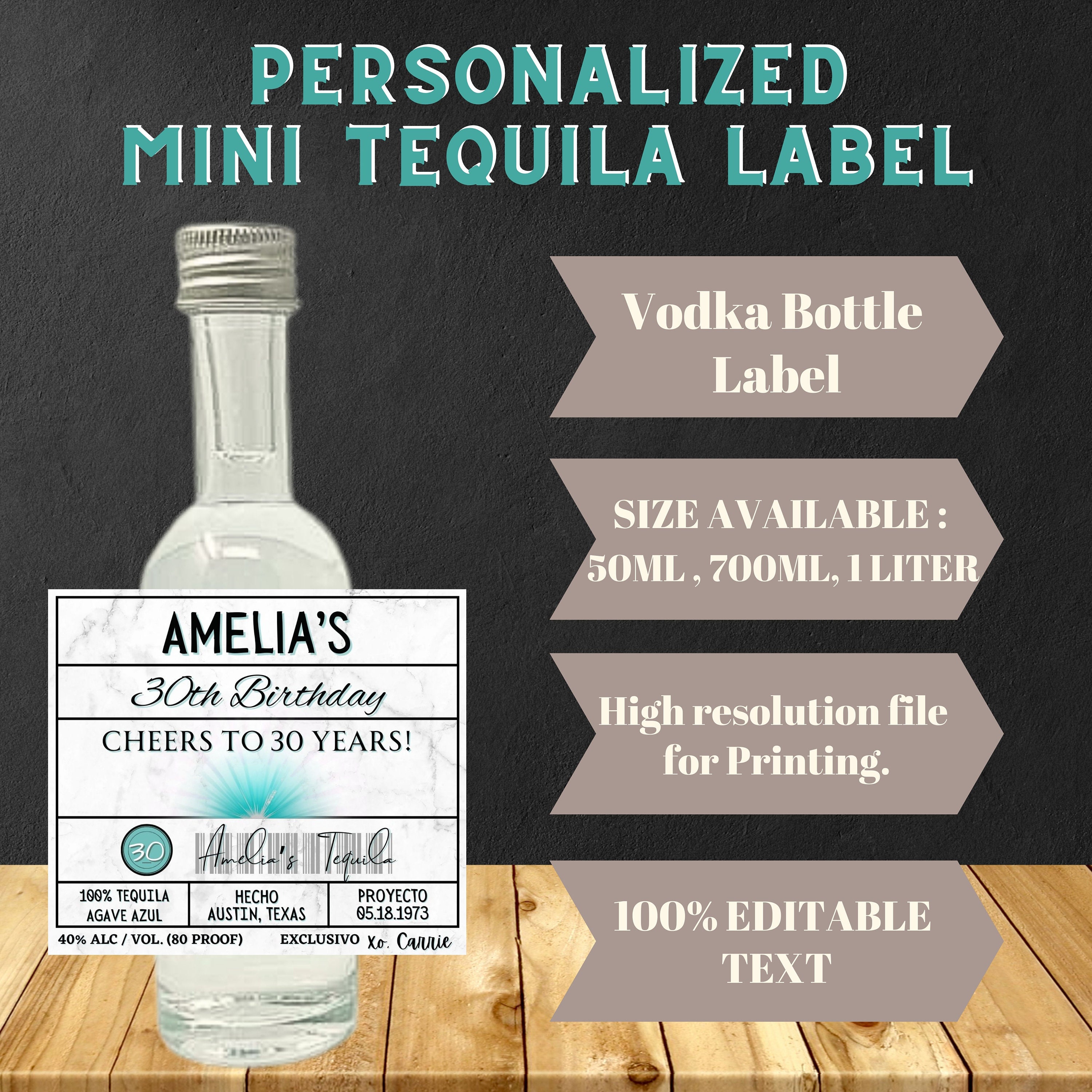 We Edit-you Print Printable Custom Tequila Bottle Label - Etsy