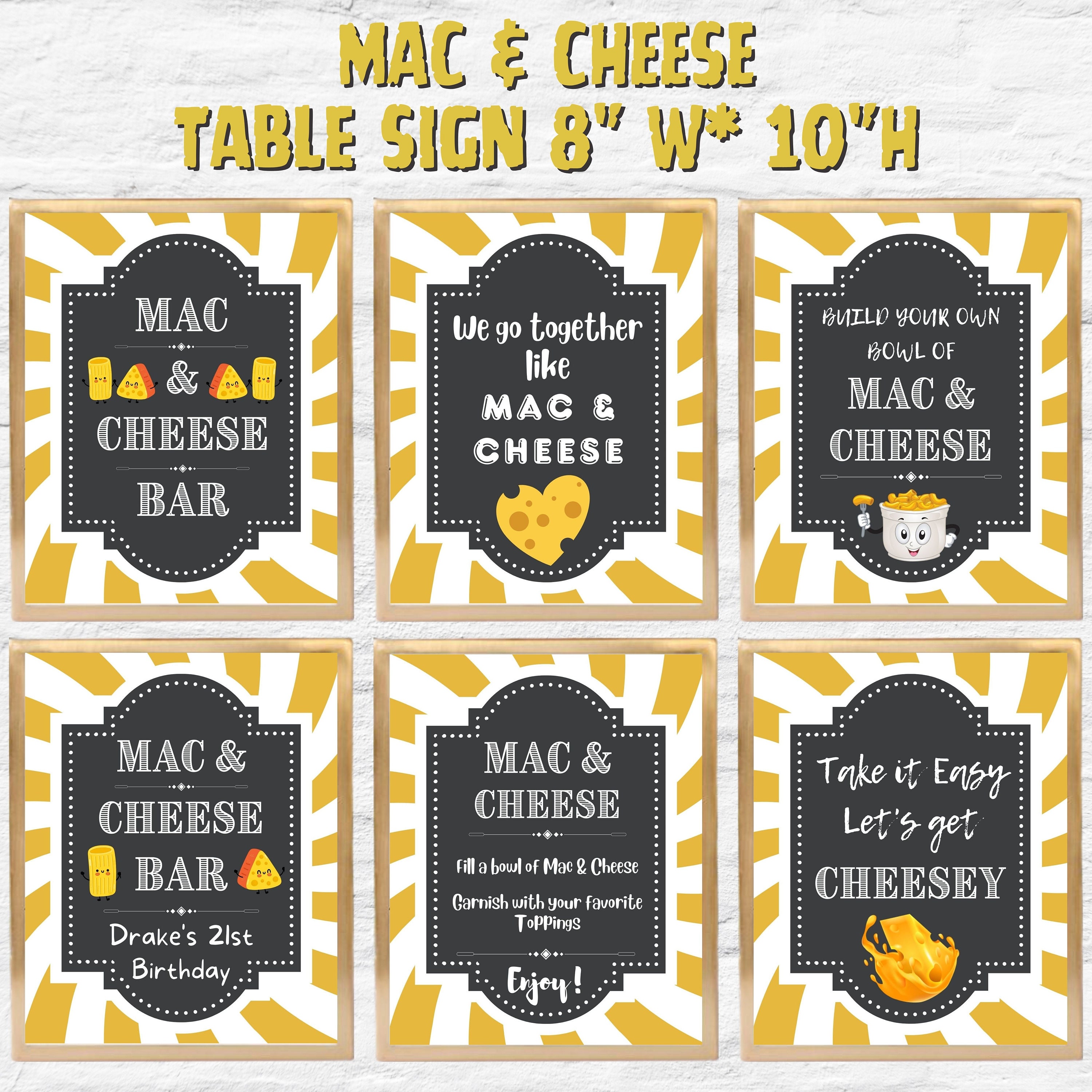 Build Your Own MAC & CHEESE Station Buffet Cards, Buffet Signs ...