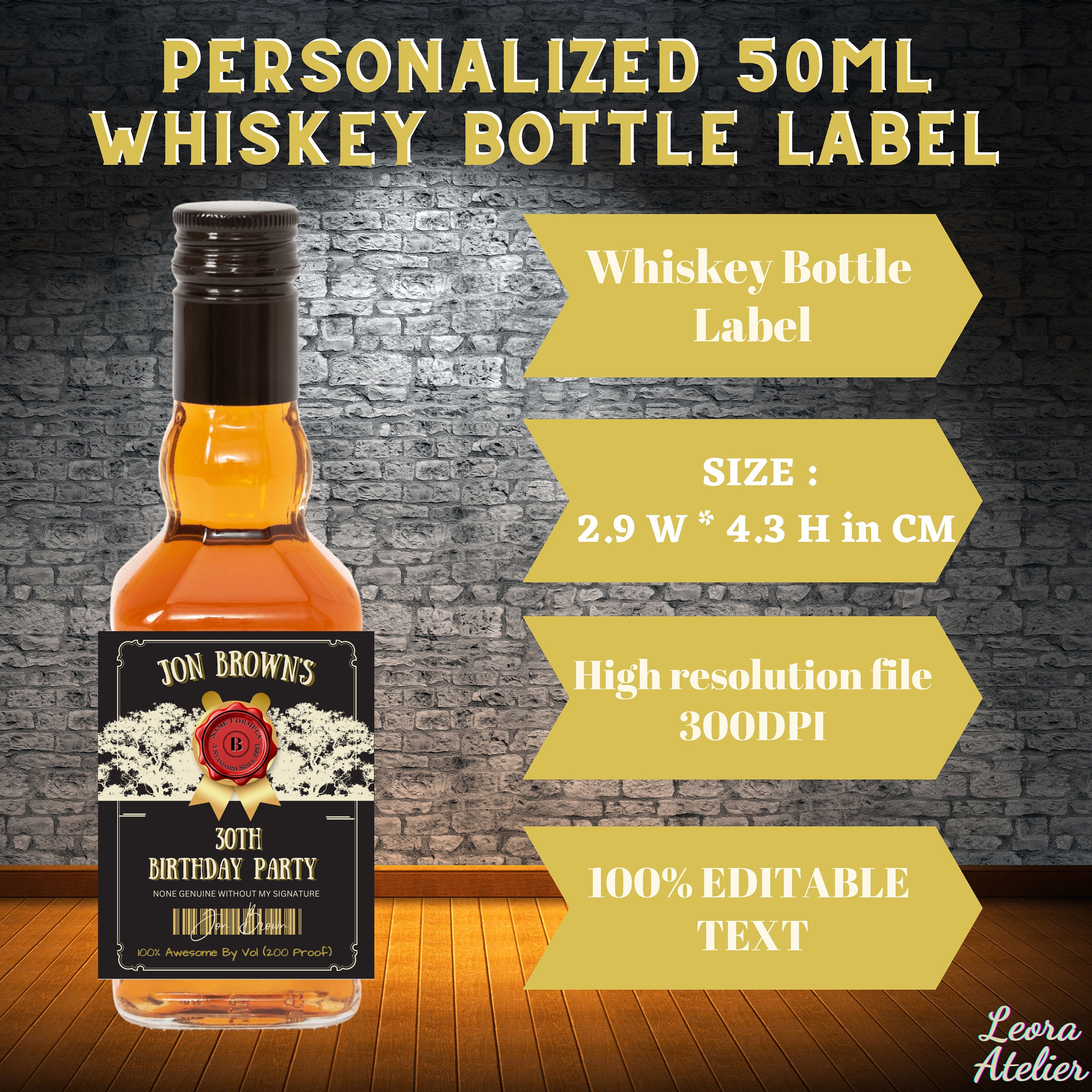 We Edit-you Print, Printable Custom 50ML Whiskey Bottle Label ...
