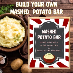 Mashed Potato Bar Buffet Table Sign, Mashed Potato Station Sign ...