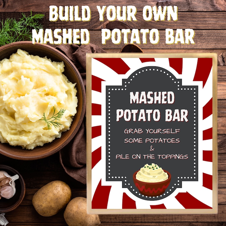 Mashed Potato Bar Buffet Table Sign Template, Personalized to Any Name ...