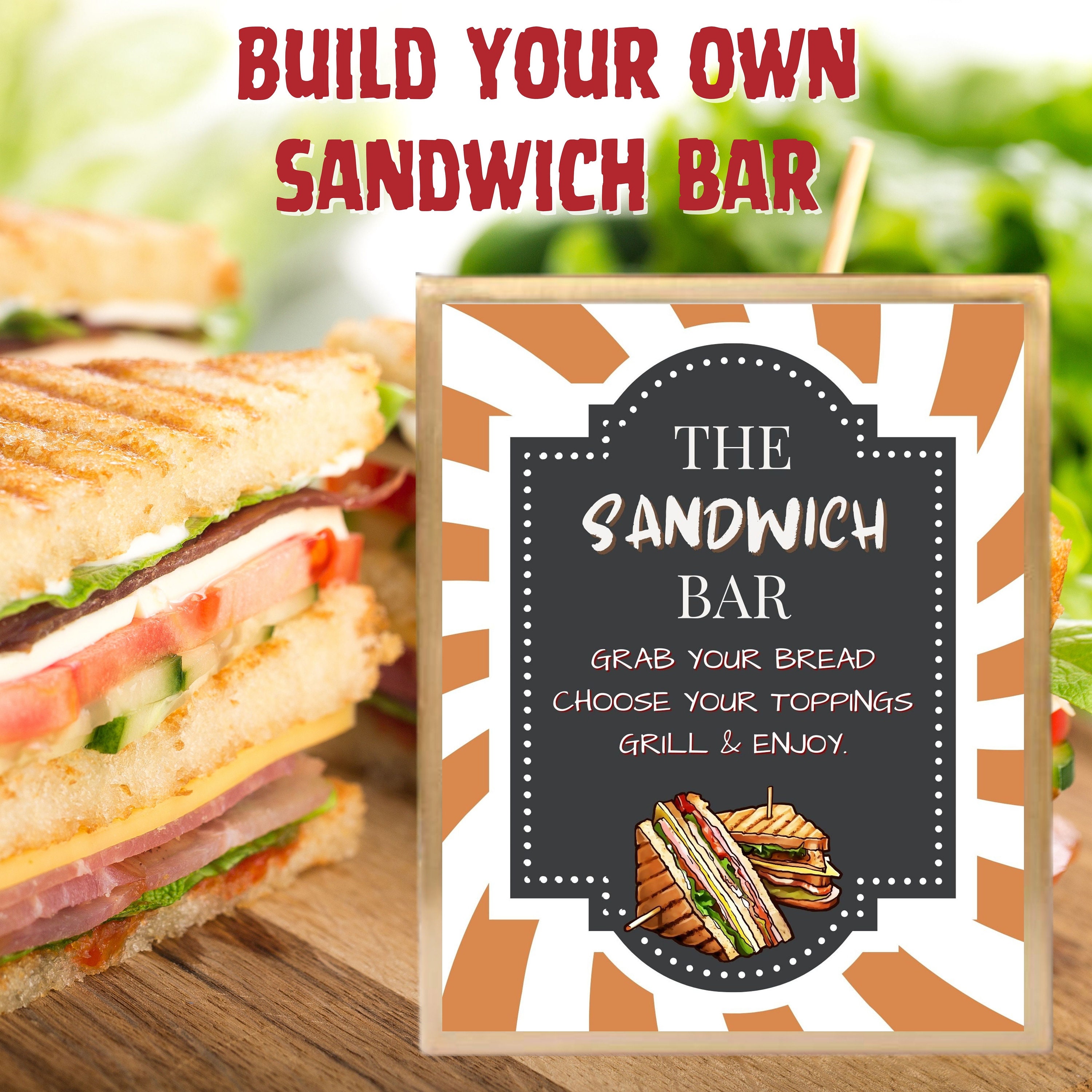 Build Your Own Sandwich Bar Sign Set | Buffet Table Sign + Food Tent ...
