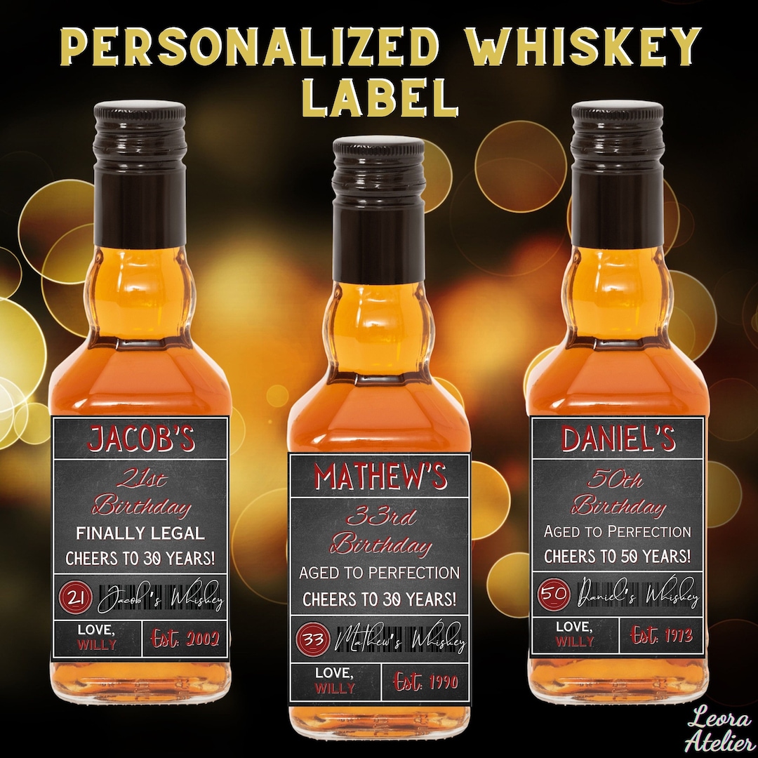 Personalized Whiskey Bottle Label, Birthday Label, Birthday Gift for ...