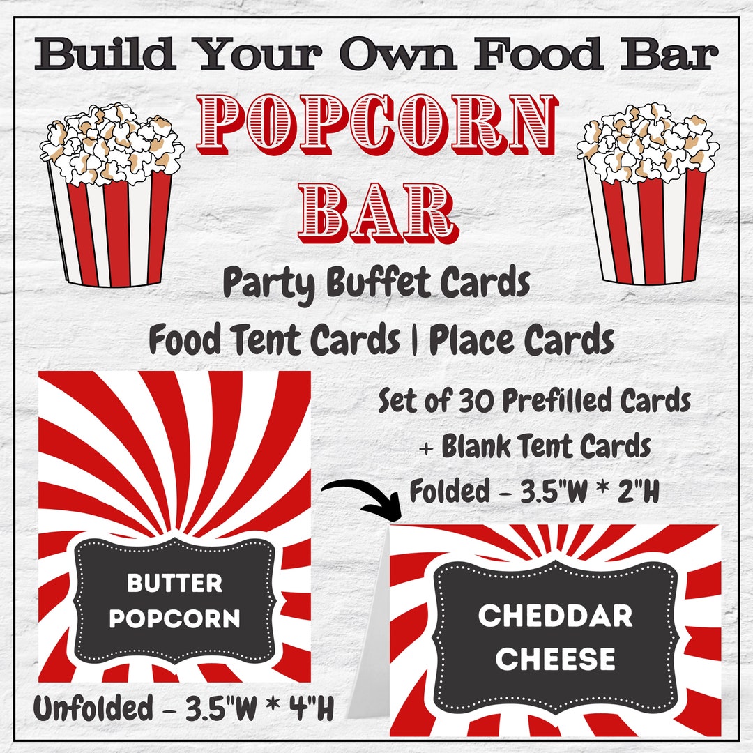 Build Your Own POPCORN Station | Buffet Cards, Buffet Signs ...