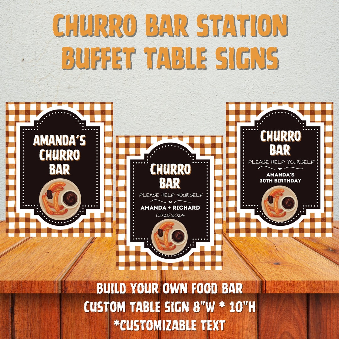 CHURRO Bar Buffet Table Sign, Personalized Churro Station Sign, Banners ...