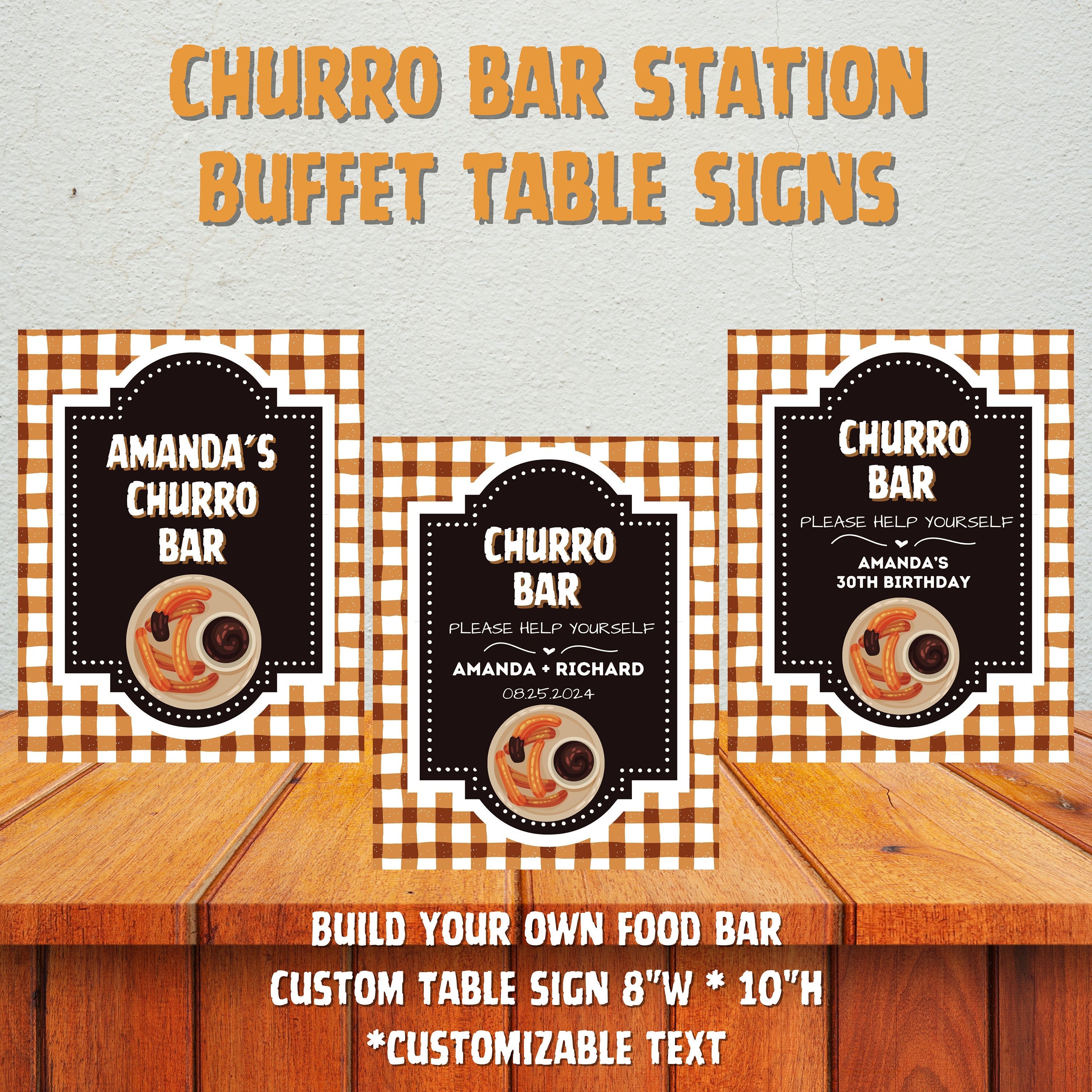 CHURRO Bar Buffet Table Sign, Personalized Churro Station Sign, Banners ...