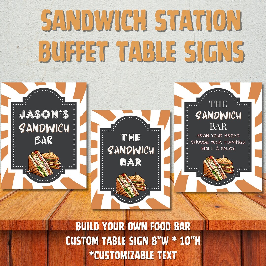 Sandwich Bar Buffet Table Sign | Personalized Sandwich Station Sign ...