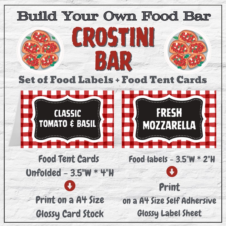 Build Your Own Crostini Food Bar Buffet Sign Buffet Cards Personalized ...