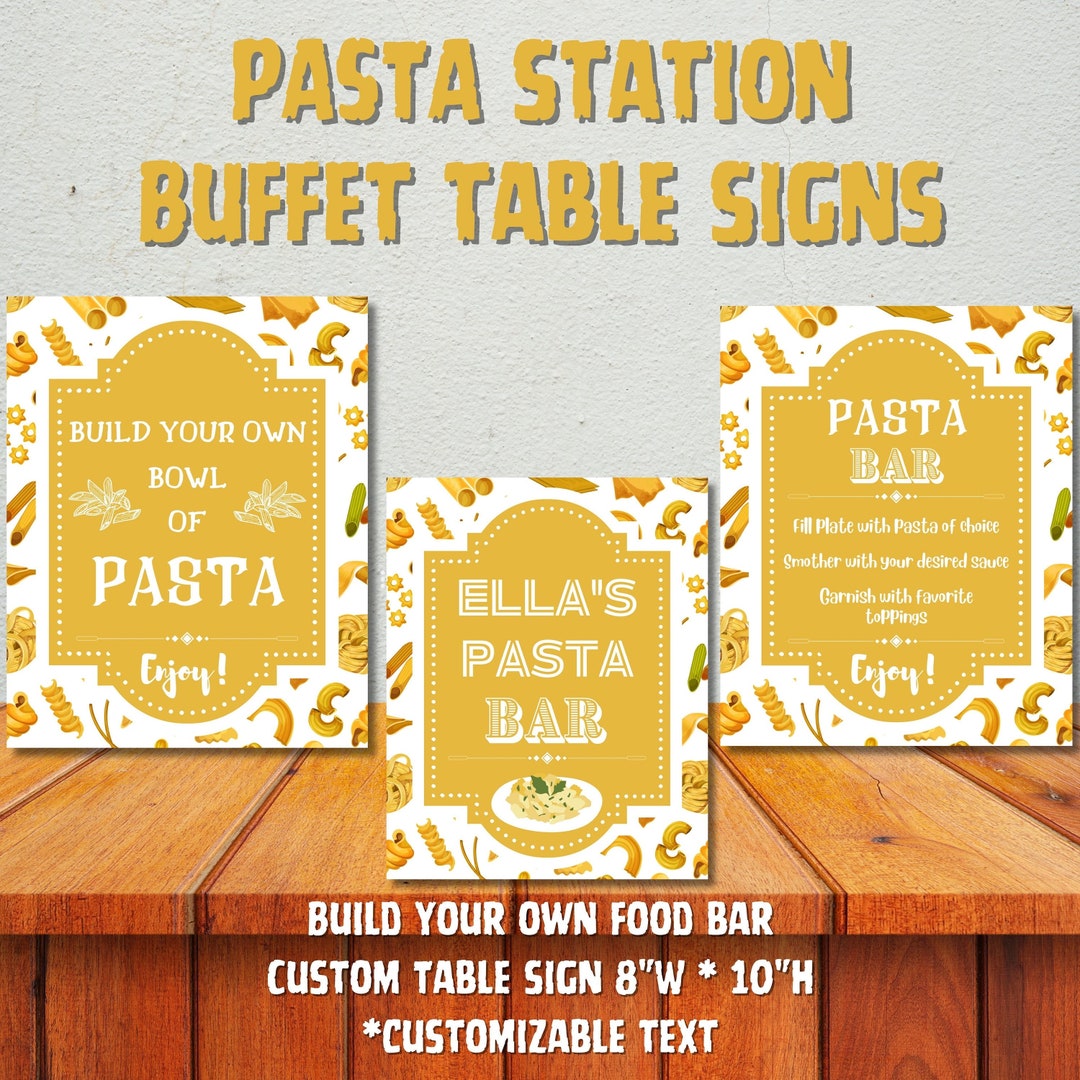 PASTA Bar Buffet Table Sign, Personalized PASTA Station Sign, Banners ...