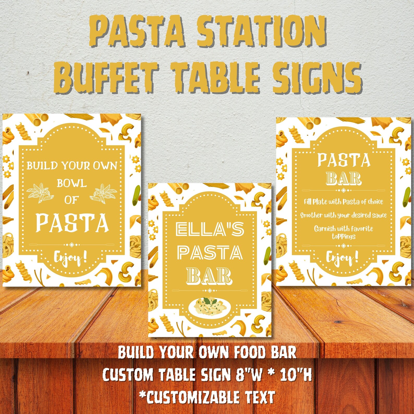 Personalized Pasta Bar Buffet Table Sign | Food Bar Sign | Party Table ...