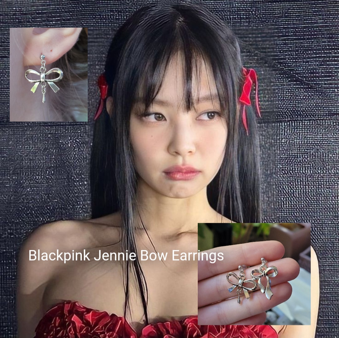 Blackpink Jennie Bow Drop Ohrringe Jisoo Rose Lisa Kpop Idol Schmuck ...