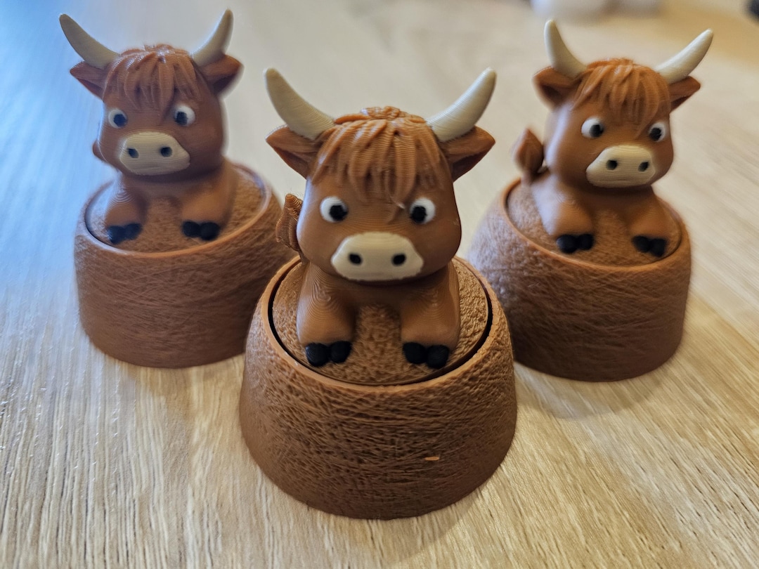 Highland Cow Fidget Clickers - 3D Printed With Beadchain - Etsy UK