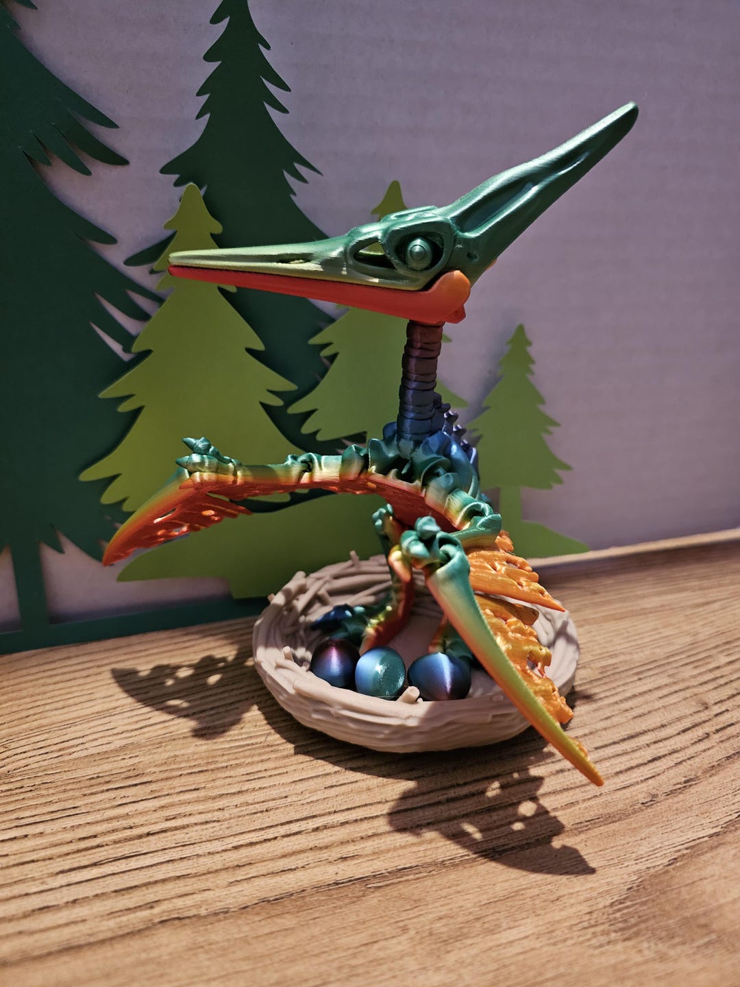 3D Printed Articulated Pterodactyl Skeleton - With Nest & Eggs // Fully Flexible Dinosaur ...