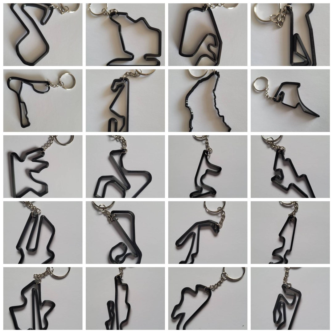 F1 Track Keyrings 3D Printed black Perfect as a Stocking Filler ...