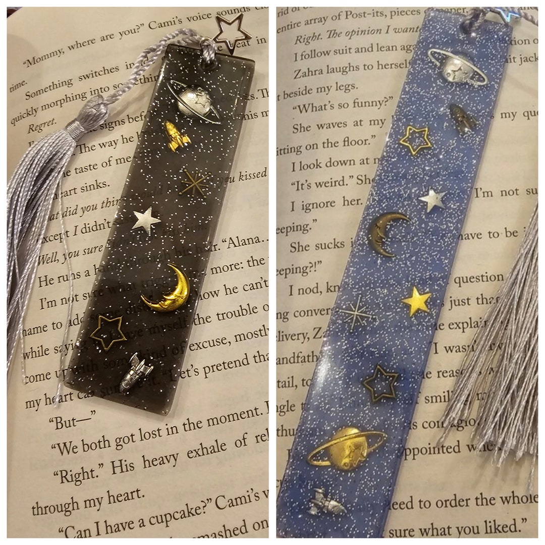 Space Themed Resin Bookmark With Planets/stars/moons/rockets/glitter in ...