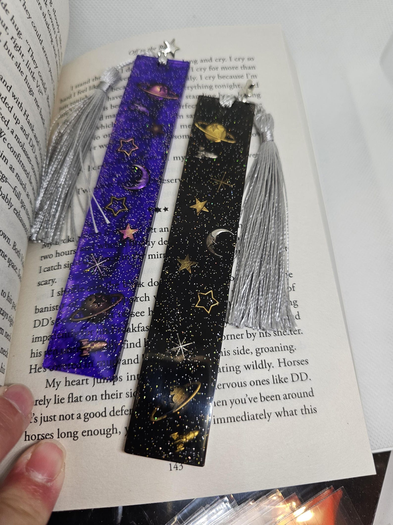 Space Themed Resin Bookmark With Planets/stars/moons/rockets/glitter in ...